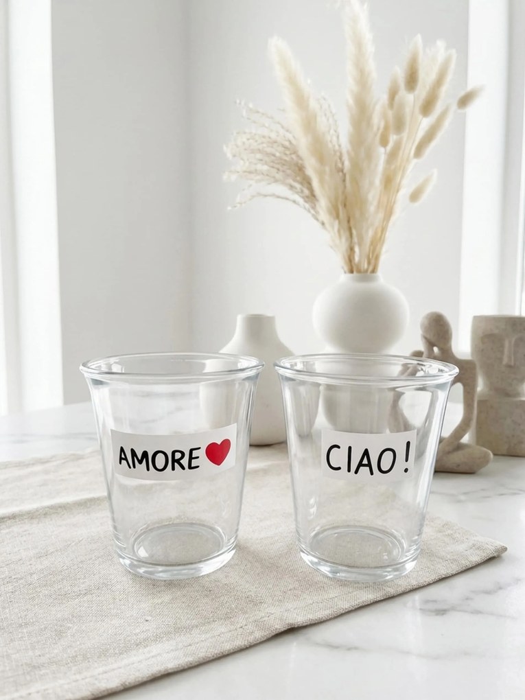 Sinsay - Sklenice s nápisy CIAO! a AMORE 2 pack - černá