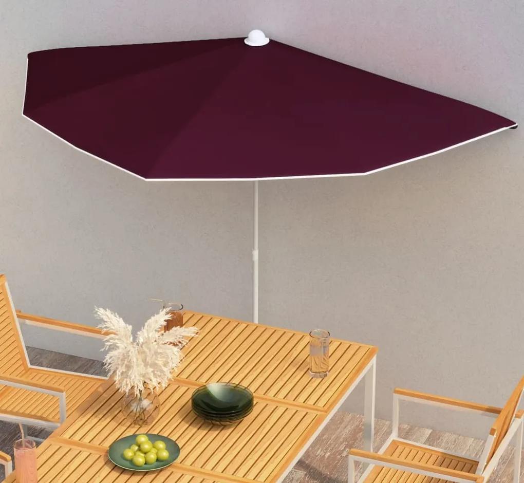 vidaXL Zahradní půlkruhový slunečník s tyčí 180 x 90 cm [315560] Barva: Vínová