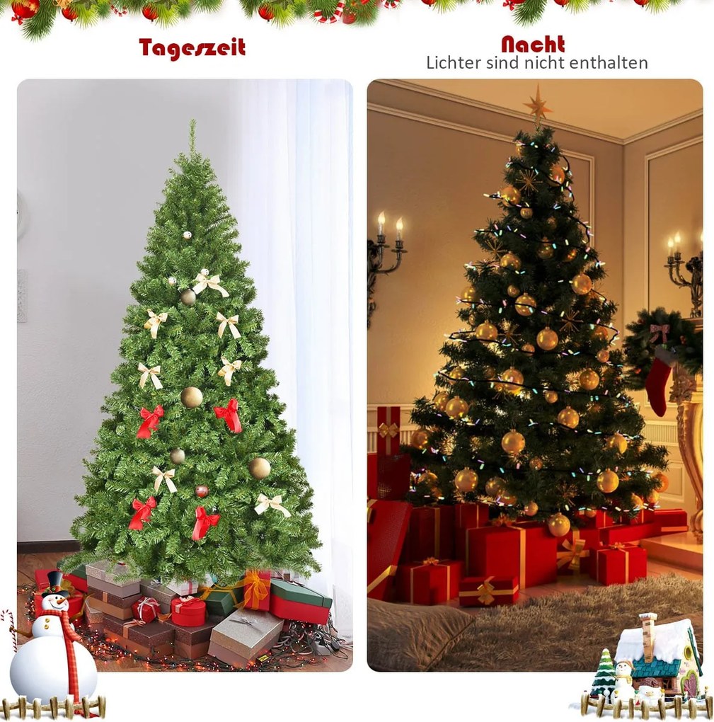 Costway 230 cm Umělý vánoční stromek s kovovým stojanem Christmas Tree Green