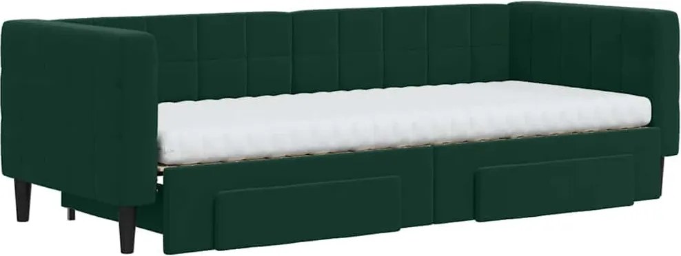 Válenda s přistýlkou a zásuvkami tmavě zelená 80 x 200 cm samet 3196758