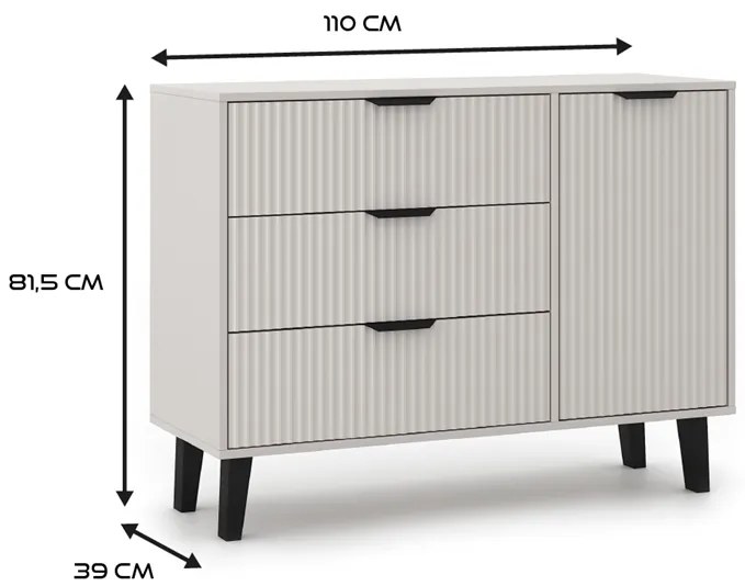 Komoda SCANDI 1D3S SLIM kašmír