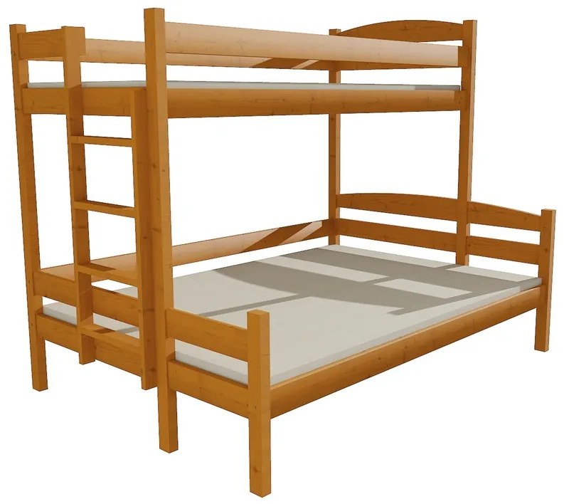 Vomaks Patrová postel s rozšířeným spodním lůžkem PPS 001 100/120 x 180 cm moření dub vpravo