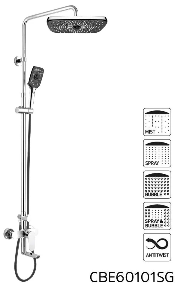 Mereo sprchová souprava nástěnná baterie Viana 150 mm hlavová sprcha bez příslušenství černá CBE60101SG