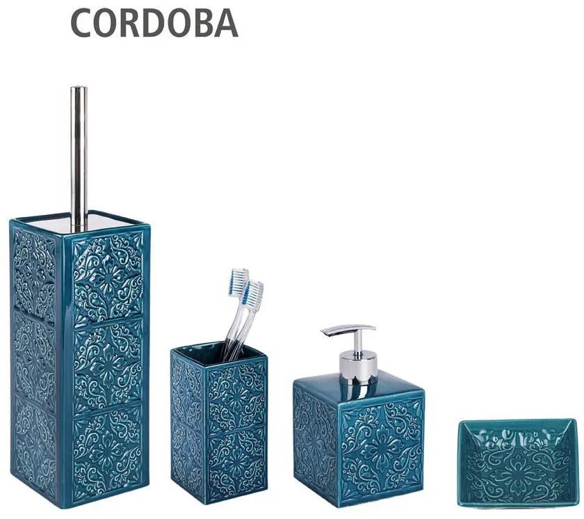 Nádoba na WC CORDOBA DARK BLUE + štětka WC, WENKO