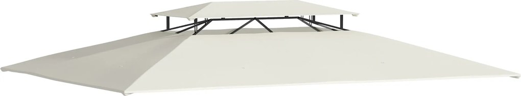 Outsunny Náhradní střecha 4x3m pro zahradní altán s 2 úrovněmi, prodyšná s 8 odtokovými otvory, náhradní vrchní kryt pro venkovní béžový altán | Aosom