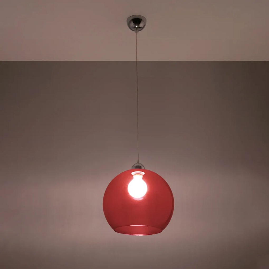 Závěsné svítidlo Ball, 1x červené skleněné stínítko