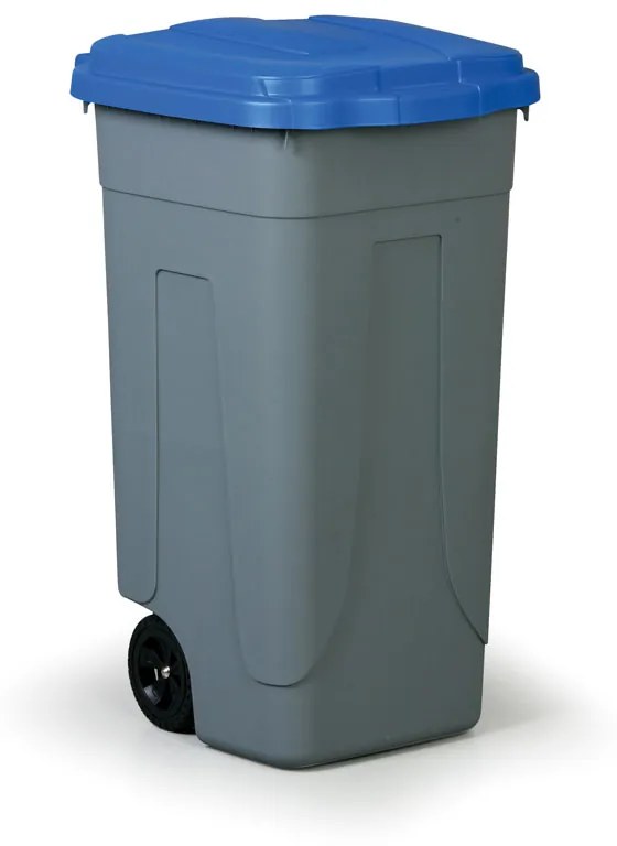 Mobilní plastový odpadkový koš 100 L, modré víko