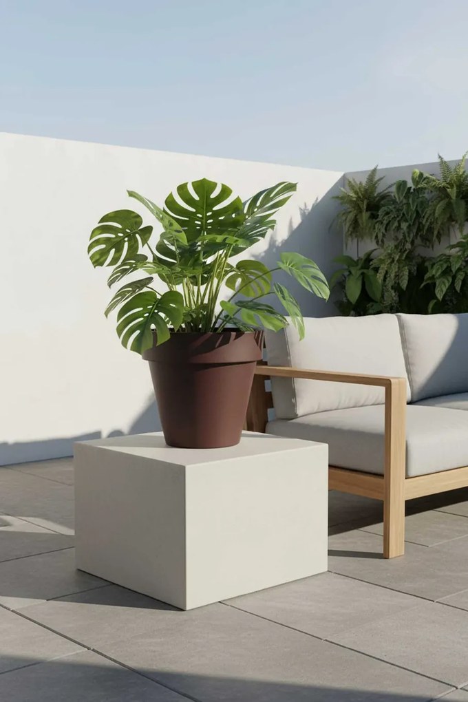 Květináč LEVANTA, plast, výška 43 cm, hnědá
