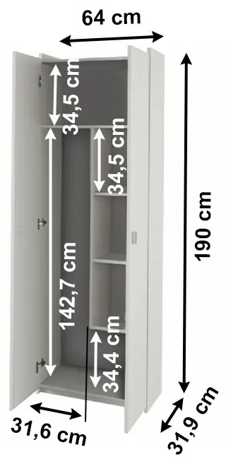 Kondela Kombinovaná skříň, DTD laminovaná, bílá, NATALI TYP 6