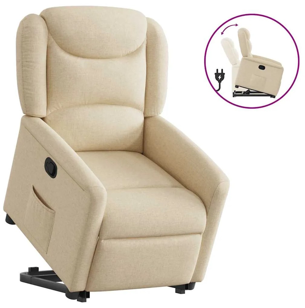 Zvedací polohovací křeslo krémové textil 3303202