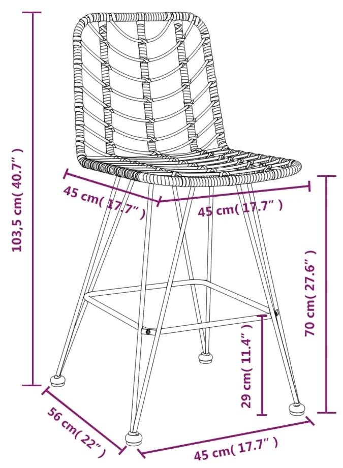 Barové stoličky 2 ks 45 x 56 x 103,5 cm PE ratan a ocel,  319430
