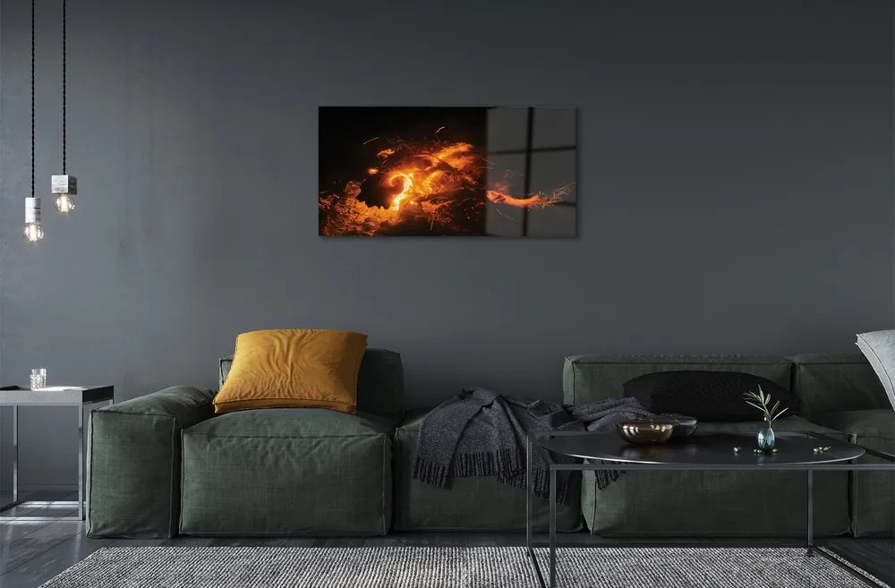 Obraz na skle ohnivý drak 120x60 cm