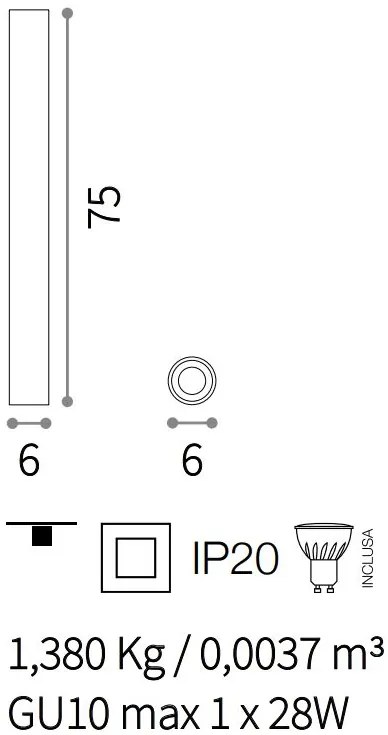 Ideal Lux Stropní svítidlo LOOK PL1 H75 ø 6 cm, v. 75 cm Barva: Černá