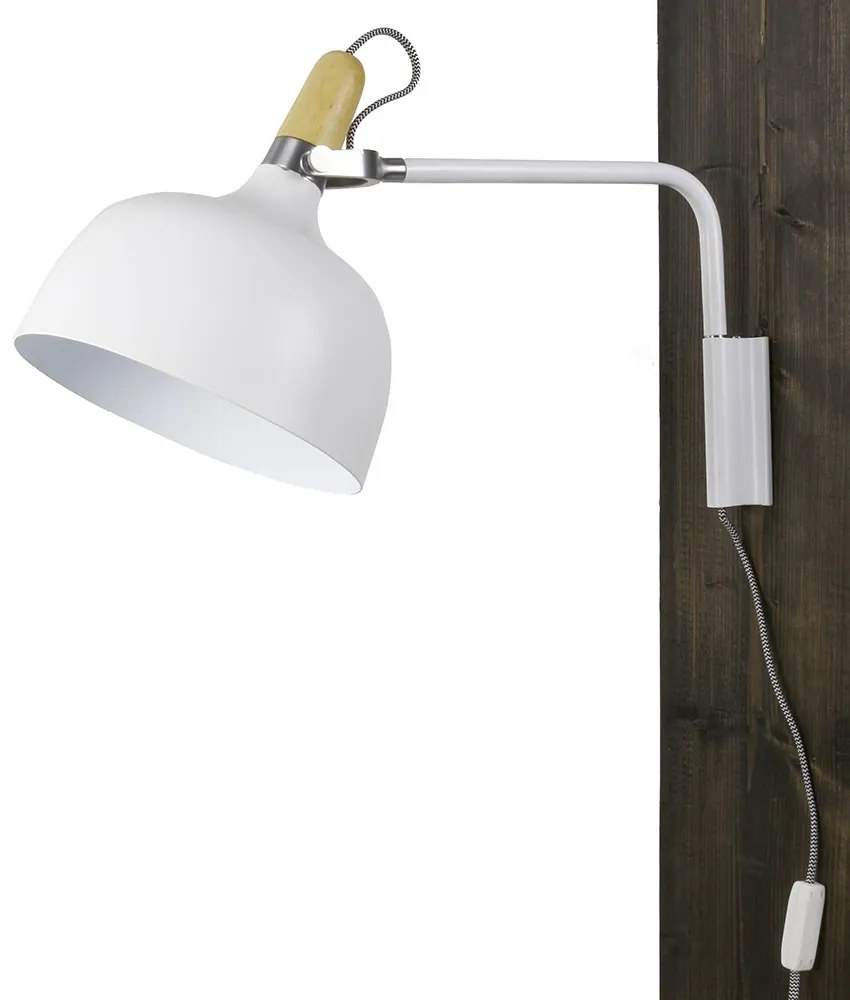 Nástěnná lampa kovová Acky, 32 cm, bílá