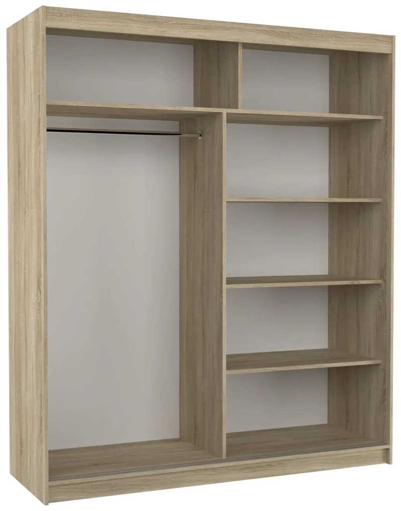 Šatní skříň s posuvnými dveřmi Viki - 180 cm Barva: Černá/Bílá