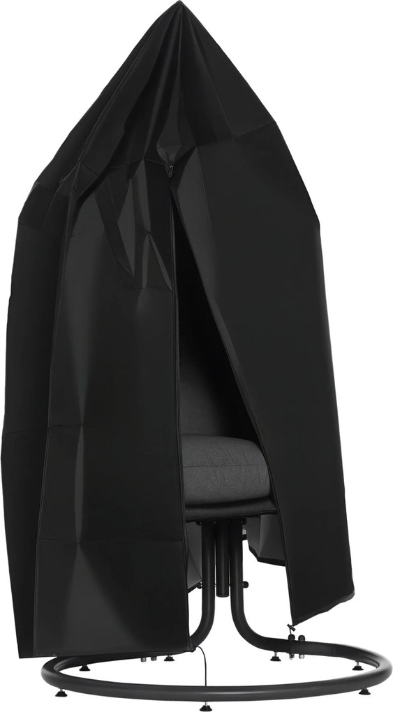 Voděodolný a větruodolný potah na závěsné křeslo Outsunny s zipem 210D Oxford pro závěsné křeslo a houpací síť Ø115 x 190H cm Černý | Aosom