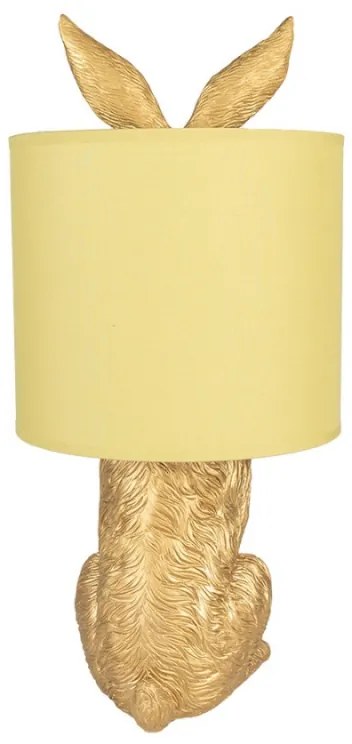 Zlatá stolní lampa králík se žlutým stínidlem Konijn