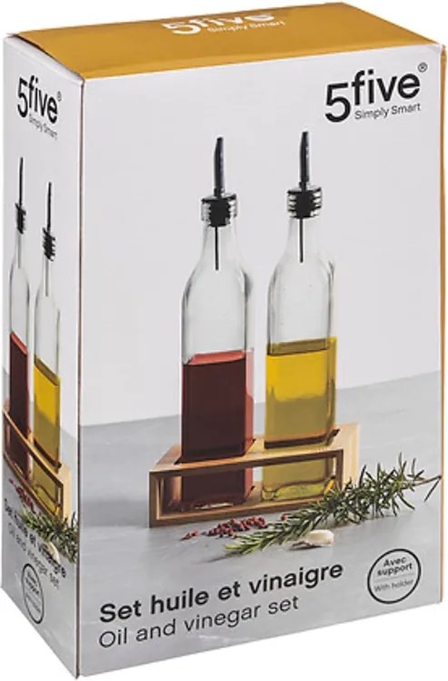 Lahve na olej a ocet v bambusovém stojanu GUSTO, 2x 480 ml