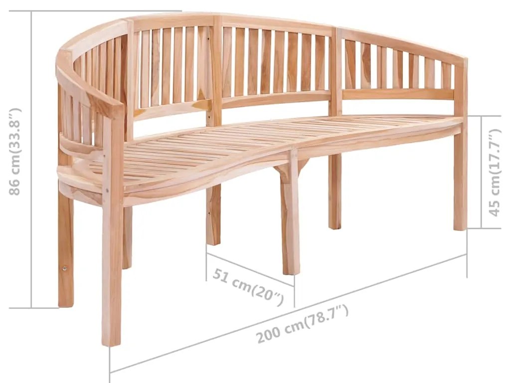 vidaXL Marketos Lavice banana 200 cm masivní teakové dřevo