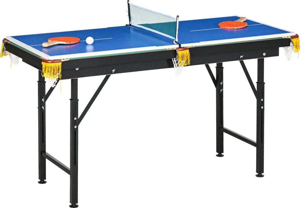 SPORTNOW multigame herní stůl 2v1 multifunkční stůl na stolní tenis a kulečník pro děti a dospělé, ocel 140x63x60-80cm, zelený | Aosom.de