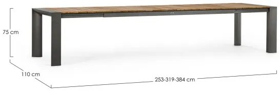 BIZZOTTO rozkládací zahradní stůl CAMERON 253/319/384x100 cm antracit 0663382