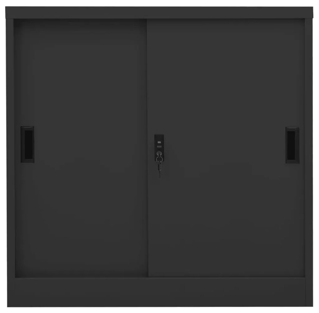 Kancelářská skříň s posuvnými dveřmi antracit 90x40x90 cm ocel - Default Title