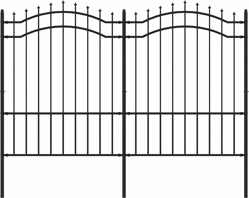 Zahradní plot Woerden s kopím nahoře černý 240 x 150 cm ocelový 151082