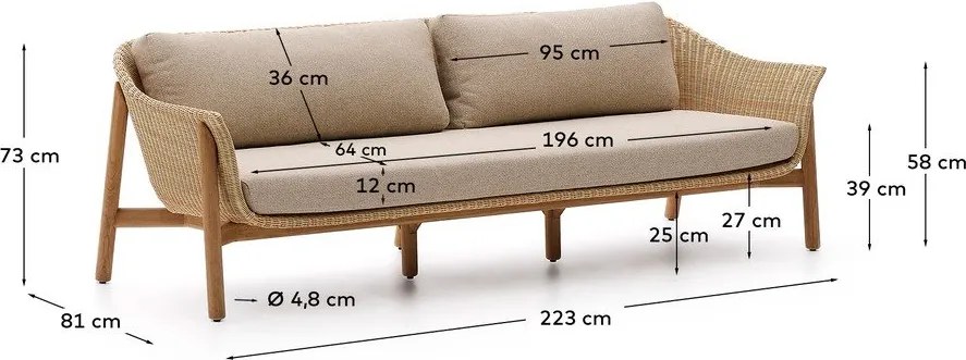 Béžová/v přírodní barvě čalouněná zahradní pohovka Galea – Kave Home
