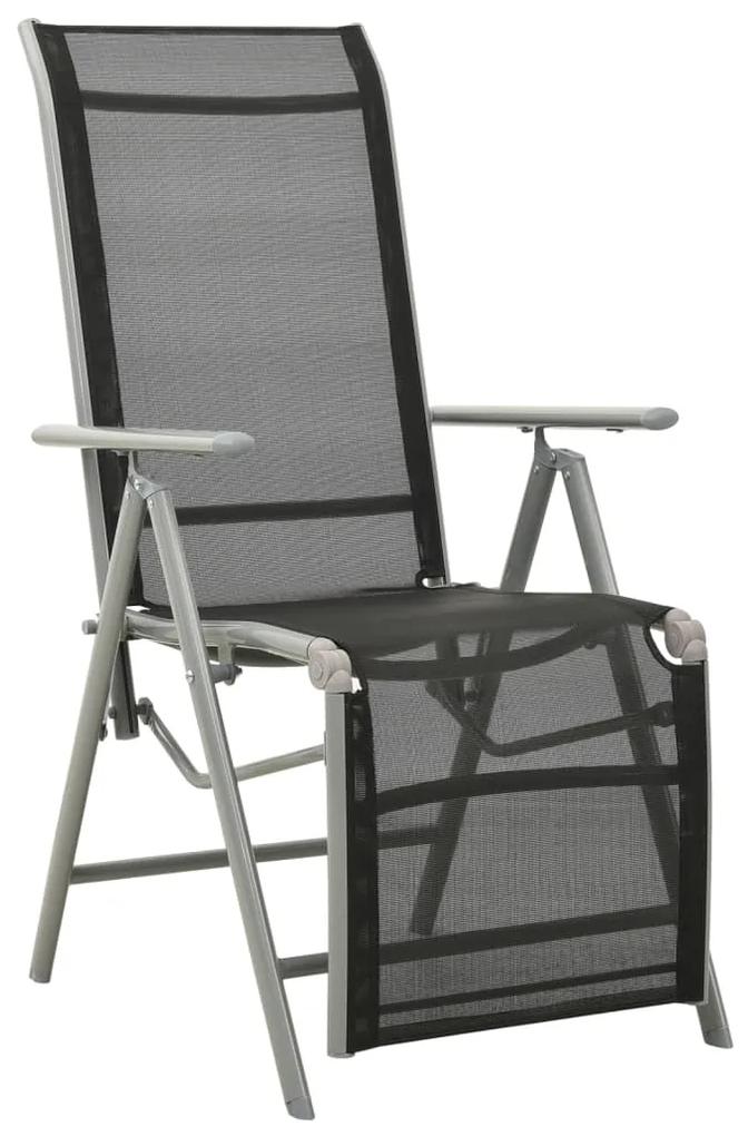 312196 vidaXL Polohovací zahradní židle textilen a hliník stříbrná