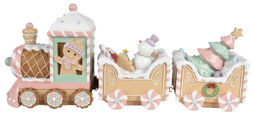 Barevný vánoční perníkový vláček Gingerbread Train Pastello - 45*12*19 cm