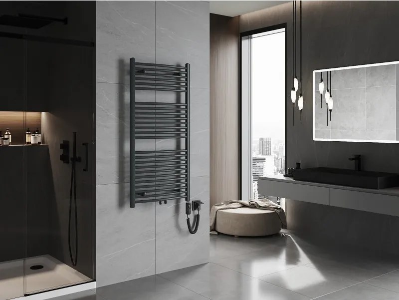 Mexen Ares, elektrické topné těleso 1200x600 mm + topná tyč 600 W, antracitová, W102-1200-600-2600-66