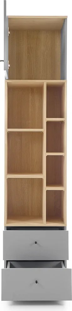 Regál ORO OR3 | 45 cm | se zásuvkami a policemi | šedá/dub piškotový