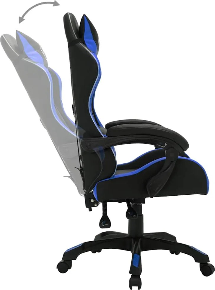 Herní židle s RGB LED podsvícením modro-černá faux kůže 287996
