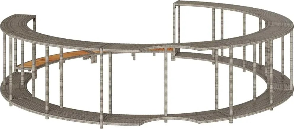 vidaXL Okolí vířivky s úložným prostorem a dřevěným schůdkem polyratan [365611] Barva: Šedá