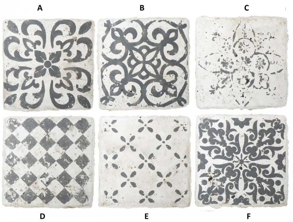 IB LAURSEN Keramická kachlička Marrakech Grey A, šedá barva, bílá barva, keramika