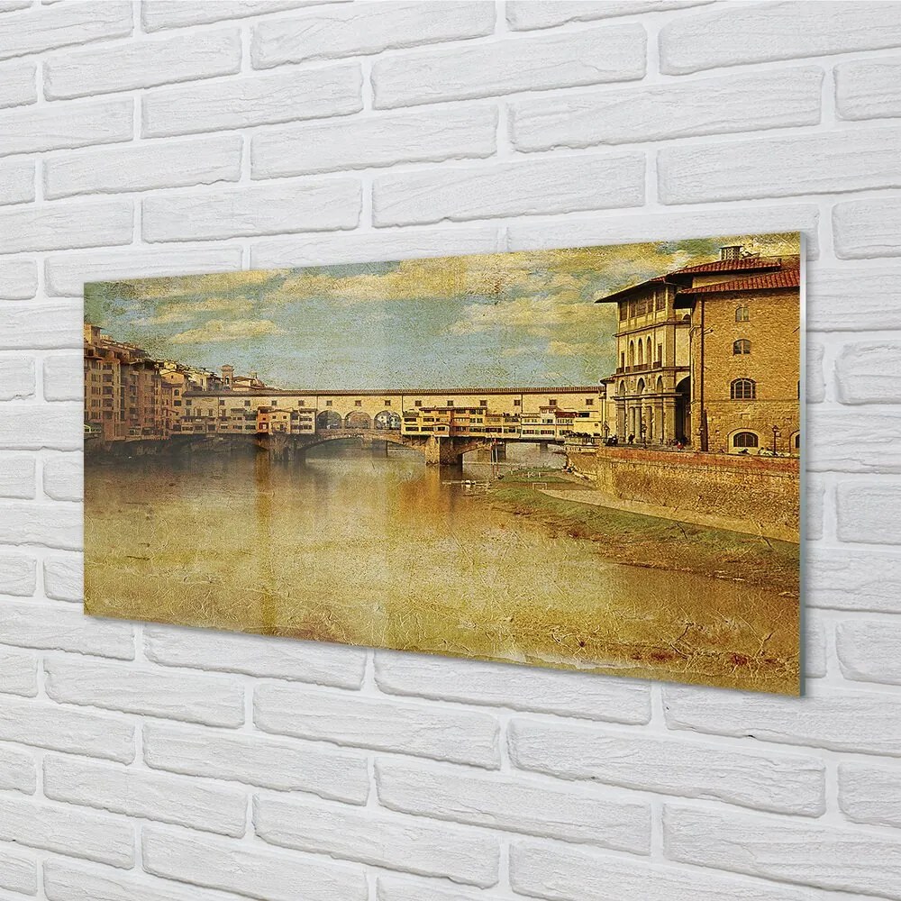 Obraz na skle Italy River Mosty budovy 140x70 cm