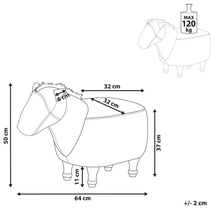 Zvířecí stolička hnědá z umělé kůže HORSE Beliani