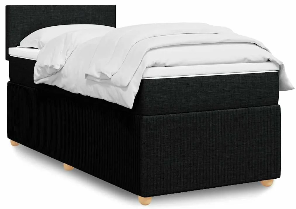 Box spring postel s matrací černá 90x200 cm textil 3287334