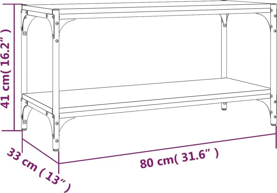 vidaXL TV skříňka 80 x 33 x 41 cm kompozitní dřevo a ocel [819332] Barva: hnědý dub