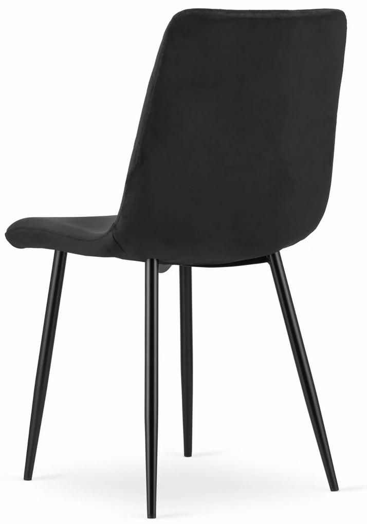 Černá sametová židle TURIN s černými nohami