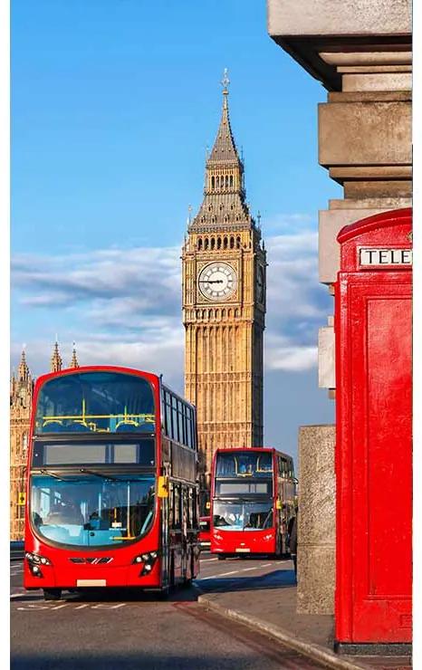 Dvoudílná vliesová fototapeta Big Ben a londýnská telefonní budka, rozměr 150x250cm, MS-2-0018