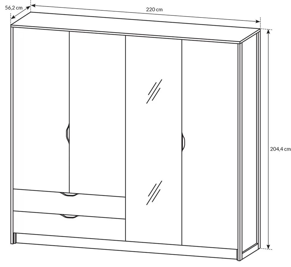 ARDEN | šatní skříň | 220 cm | šatní tyče + zásuvky + police | dub sand grange/matera