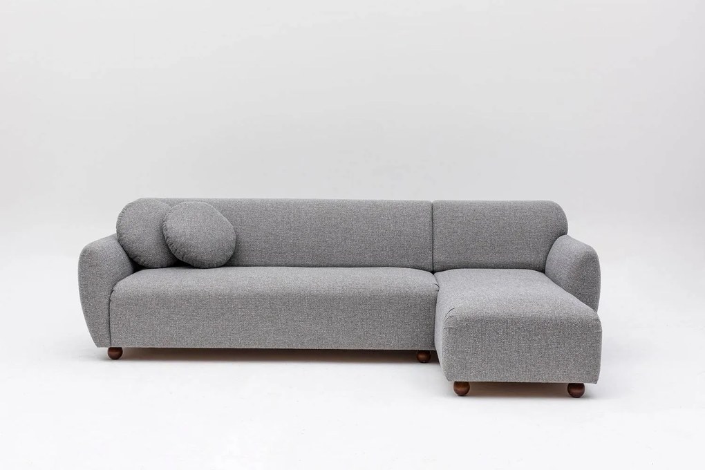 Designová rohová sedačka Jamiya 273 cm světle šedá - pravá