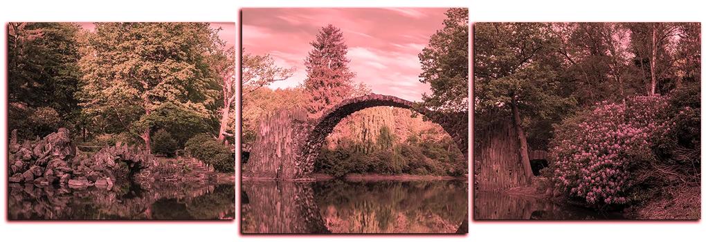 Obraz na plátně - Most v parku v Kromlau - panoráma 5246VD (120x40 cm)