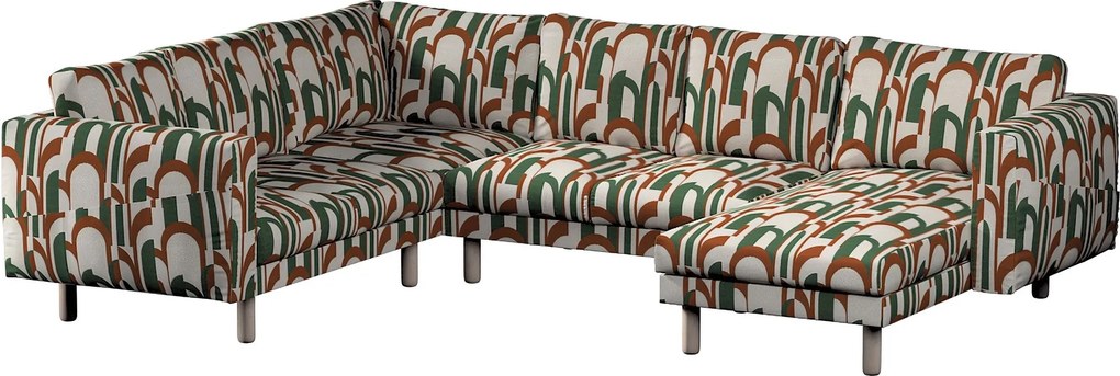 Potah na pohovku IKEA Norsborg rohová, 5-místná se šezlongem barva zelená látka pletený vzor, vzorované