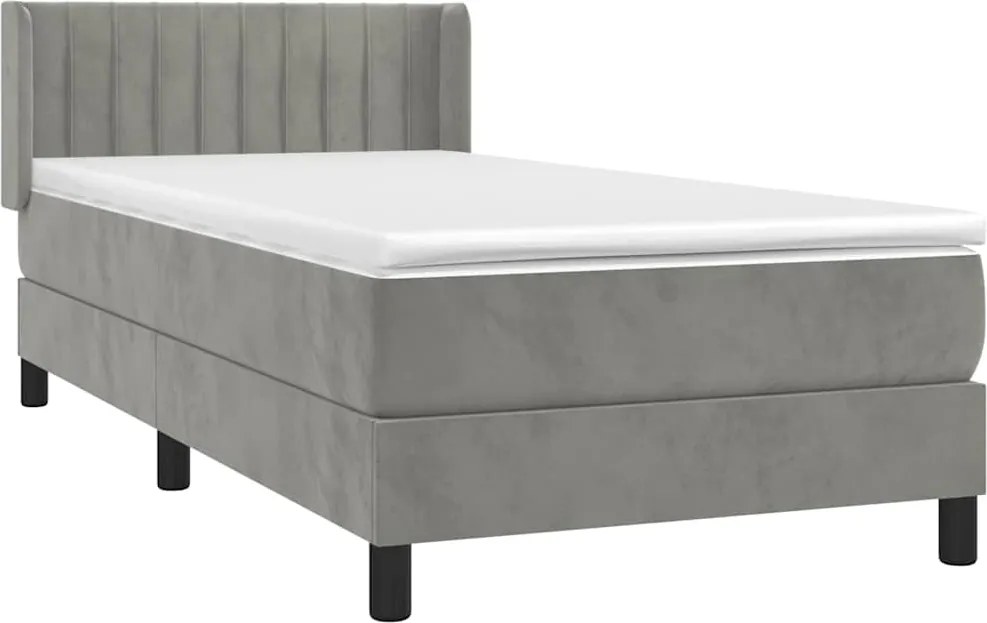 Box spring postel s matrací světle šedá 90x200 cm samet 3131057