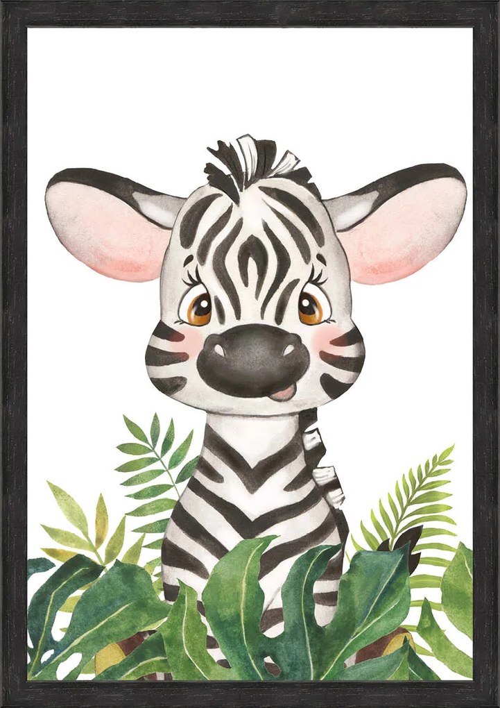 Plakát Safari Zebra - Obraz, Plakát Velikost: A3 - 29,7x42 cm, Volba rámu: s bílým rámem