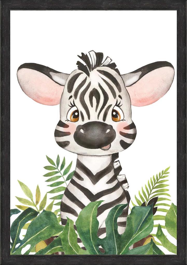 Plakát Safari Zebra - Obraz, Plakát Velikost: B2 - 50x70 cm, Volba rámu: s bílým rámem