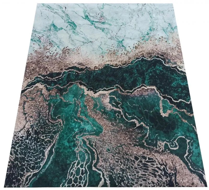 Moderní kusový koberec protiskluzový Horeca-New 111 Abstraktní zelený Rozměr: 60x100 cm