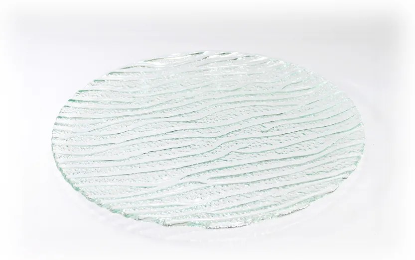 BDK-GLASS Kulaté skleněné talíře NATURE BARK Průměr: 35cm